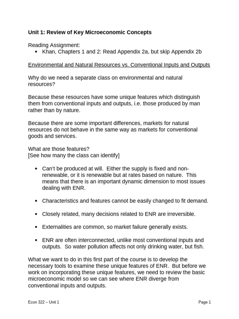 Unit 1 Introduction and Review of Basic Concepts | PDF | Economic ...