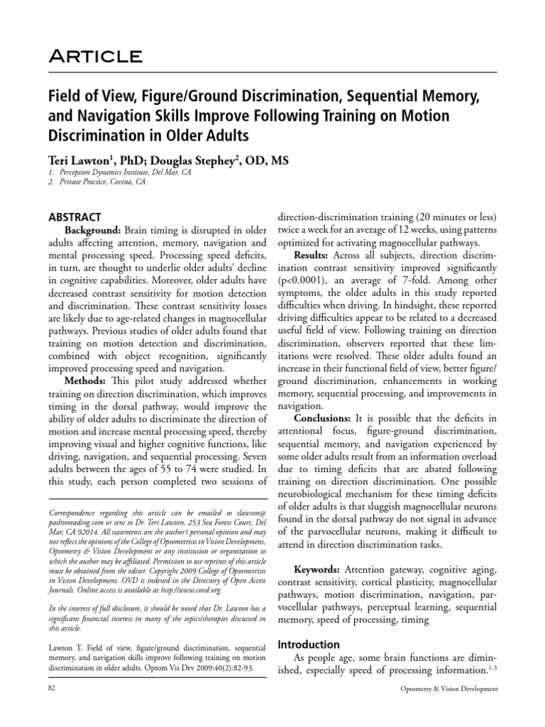 Motion Discrimination Training for Seniors | PDF | Mental Chronometry | Memory