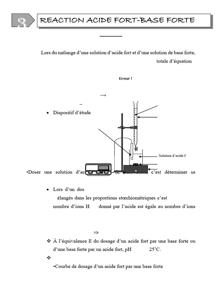 Réaction acide fort - base forte et dosage | PDF | Ph | Concentration ...