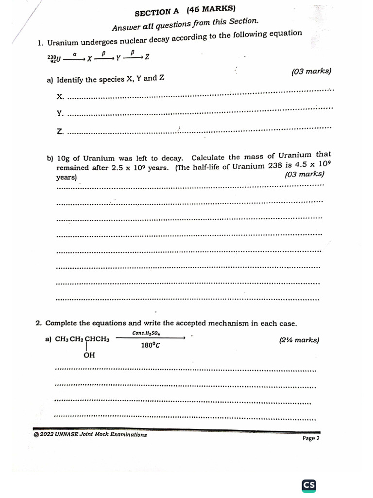 Uace Unnase Chem 1 2022 | PDF