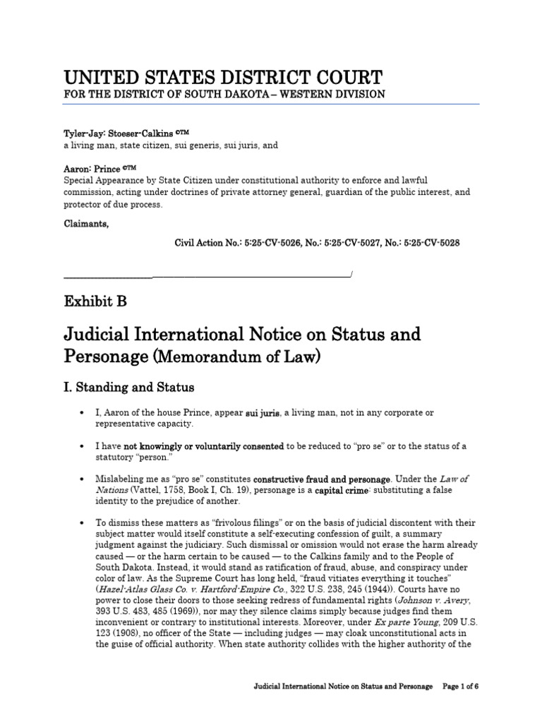 Judicial International Notice On Status and Personage Condensed | PDF ...