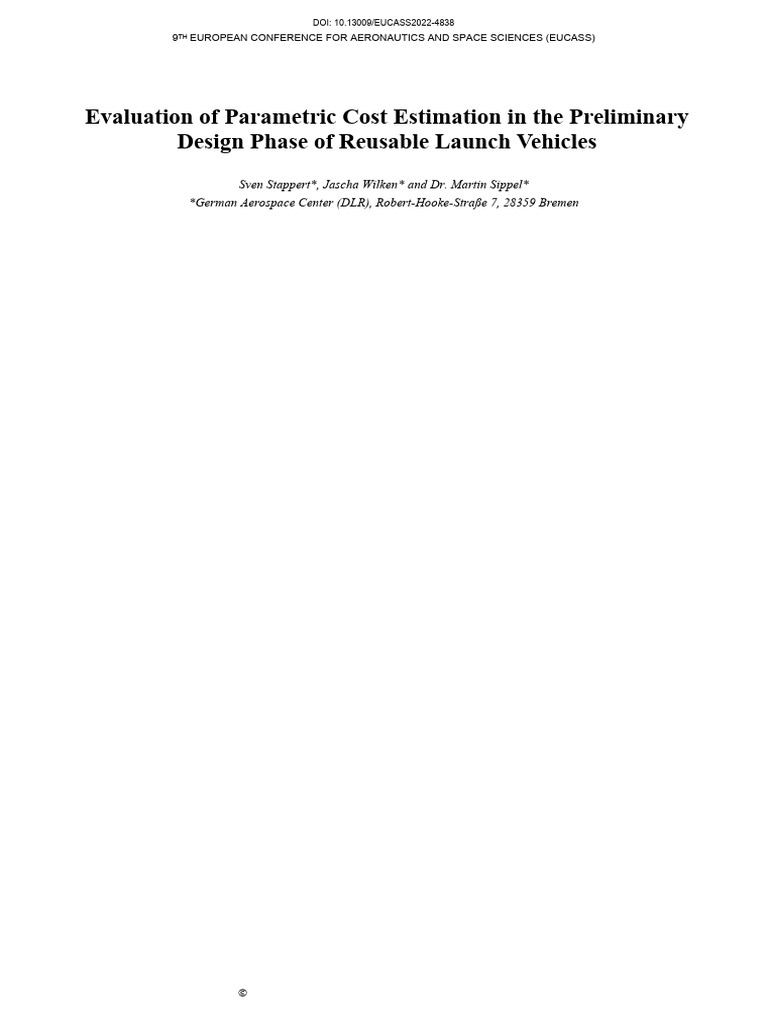 Cost Estimation for Reusable Launch Vehicles | PDF | Launch Vehicle ...