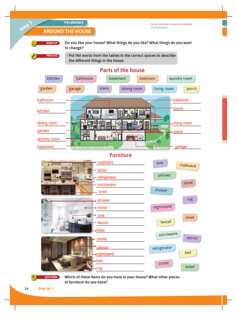Vocabulary for Home Spaces | PDF | Bedroom | Kitchen