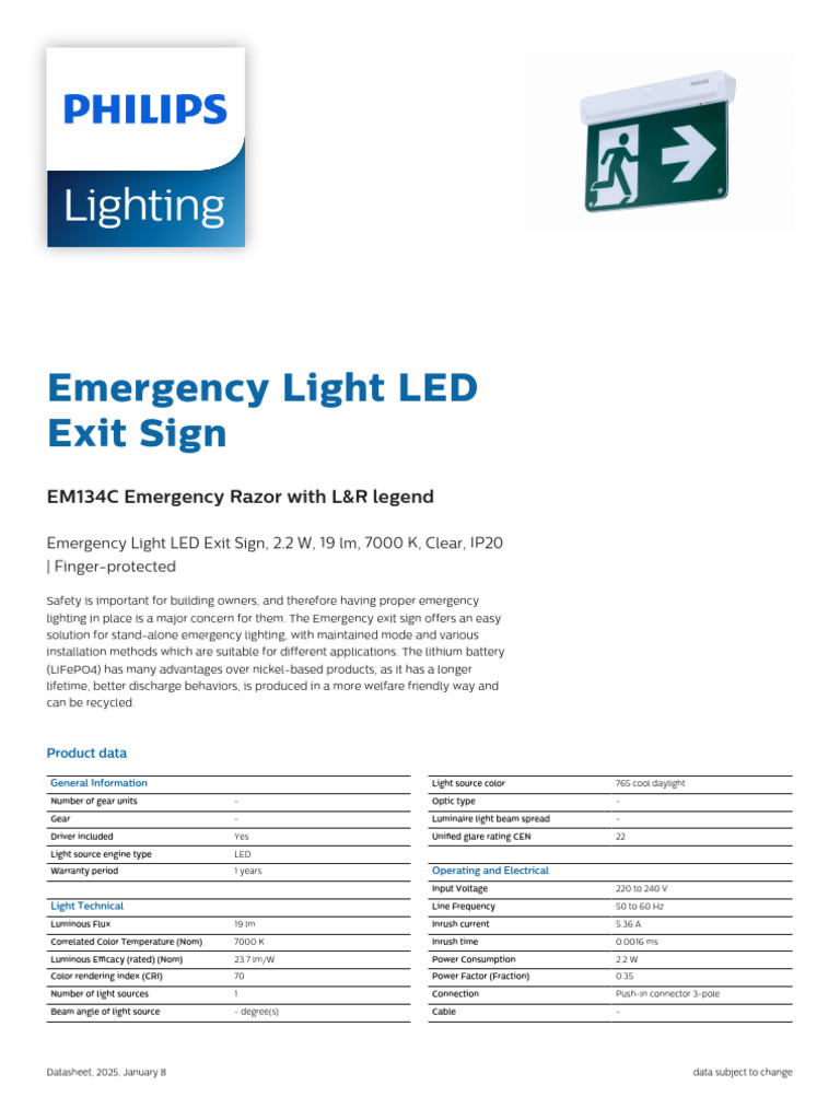 EXIT PHILIPS EM134C Emergency Razor With L&R Legend | PDF | Lighting ...