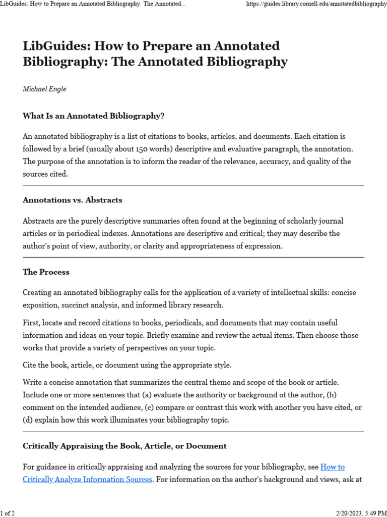 The Annotated Bibliography - How To Prepare An Annotated Bibliography ...