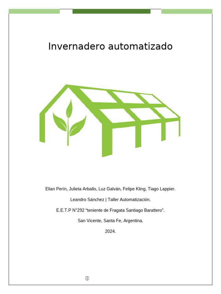 Invernadero Automatizado: Proyecto 2024 | PDF | Riego | Agricultura