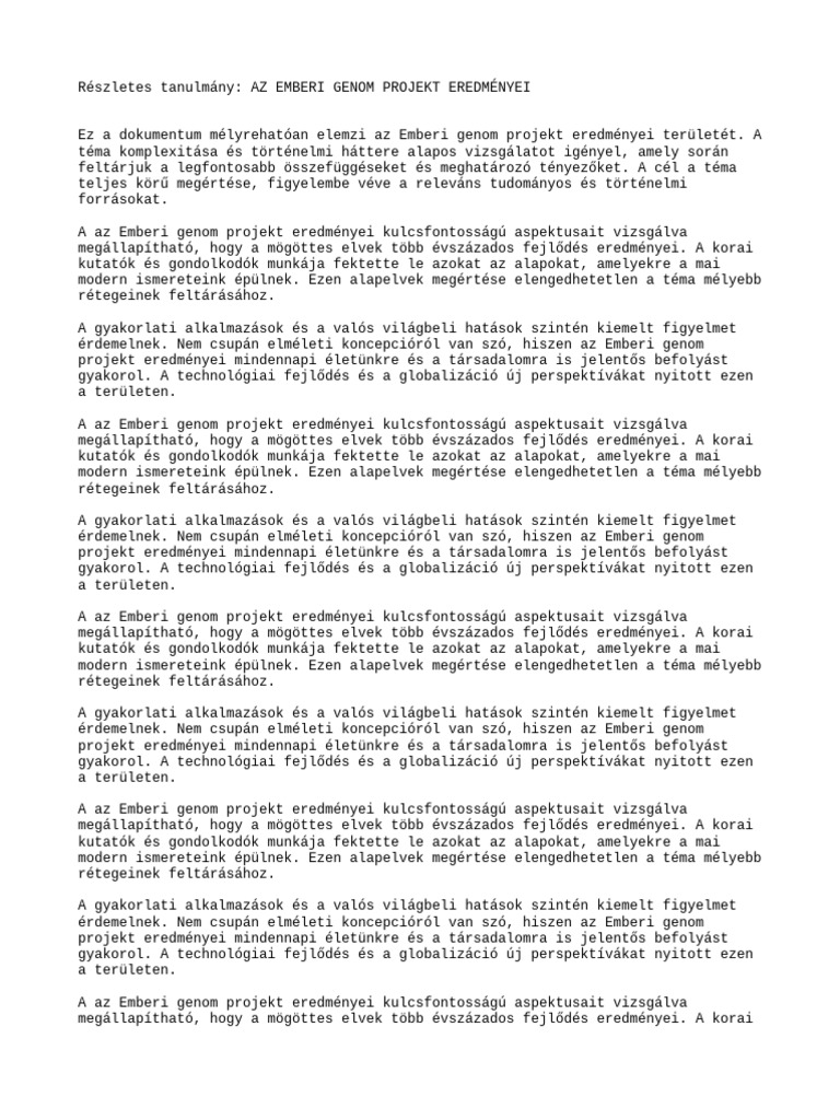 Az Emberi Genom Projekt Eredményei 13 | PDF