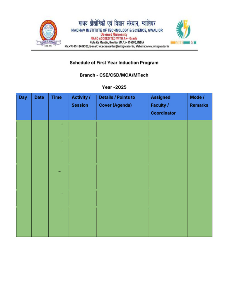 First Year Induction Program 2025 | PDF | Learning | Teaching