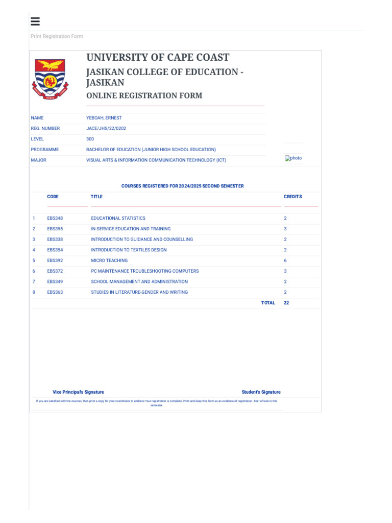 UCC Student Registration Form 2024/2025 | PDF | Computing