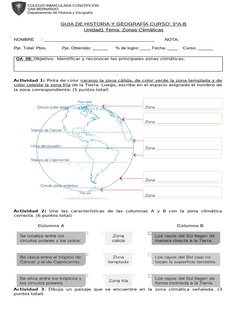 Guía de Zonas Climáticas para 3°A-B | PDF