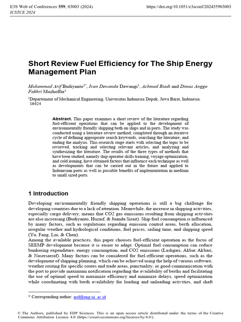 Fuel Efficiency in Ship Energy Management | PDF | Ships | Mathematical ...