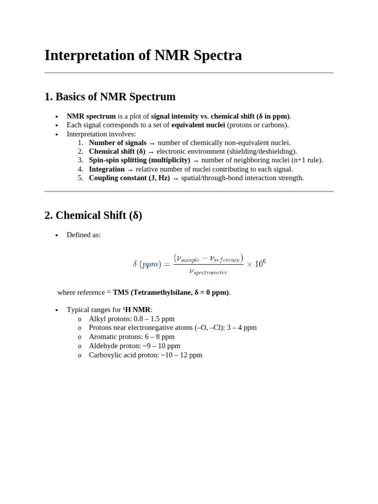 NMR Spectrum Interpretation Guide | PDF | Nuclear Magnetic Resonance ...