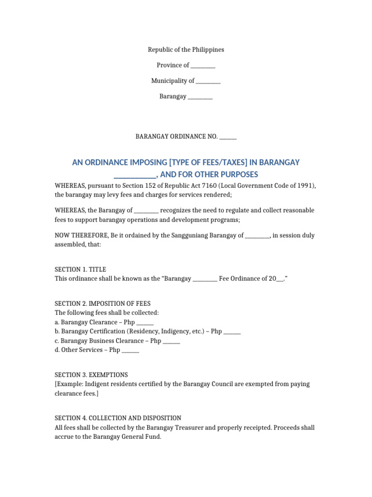 Barangay Tax and Fee Ordinance 2024 | PDF