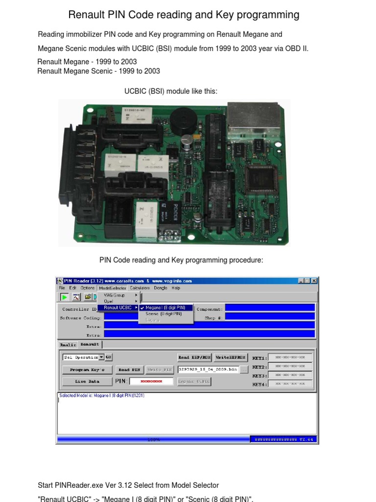 Renault Pin Code Reading and Key Programming | PDF