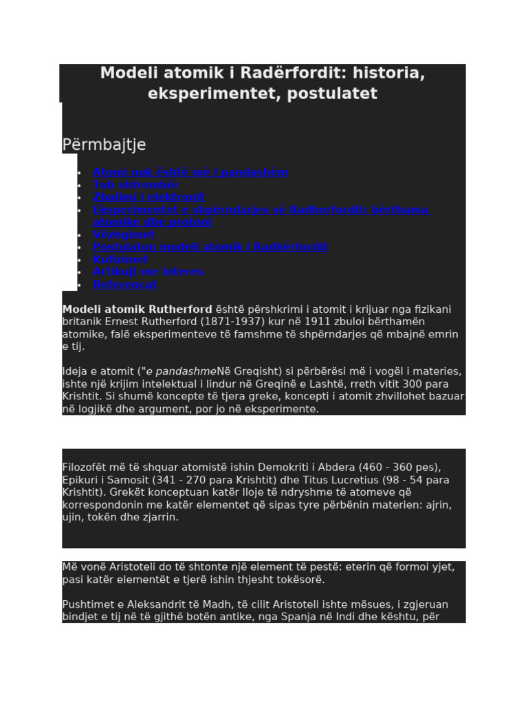 Modeli Atomik I Radërfordit | PDF