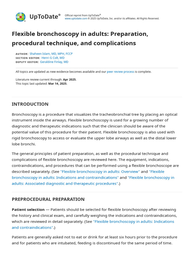 Flexible Bronchoscopy: Prep and Techniques | PDF | Anesthesia ...
