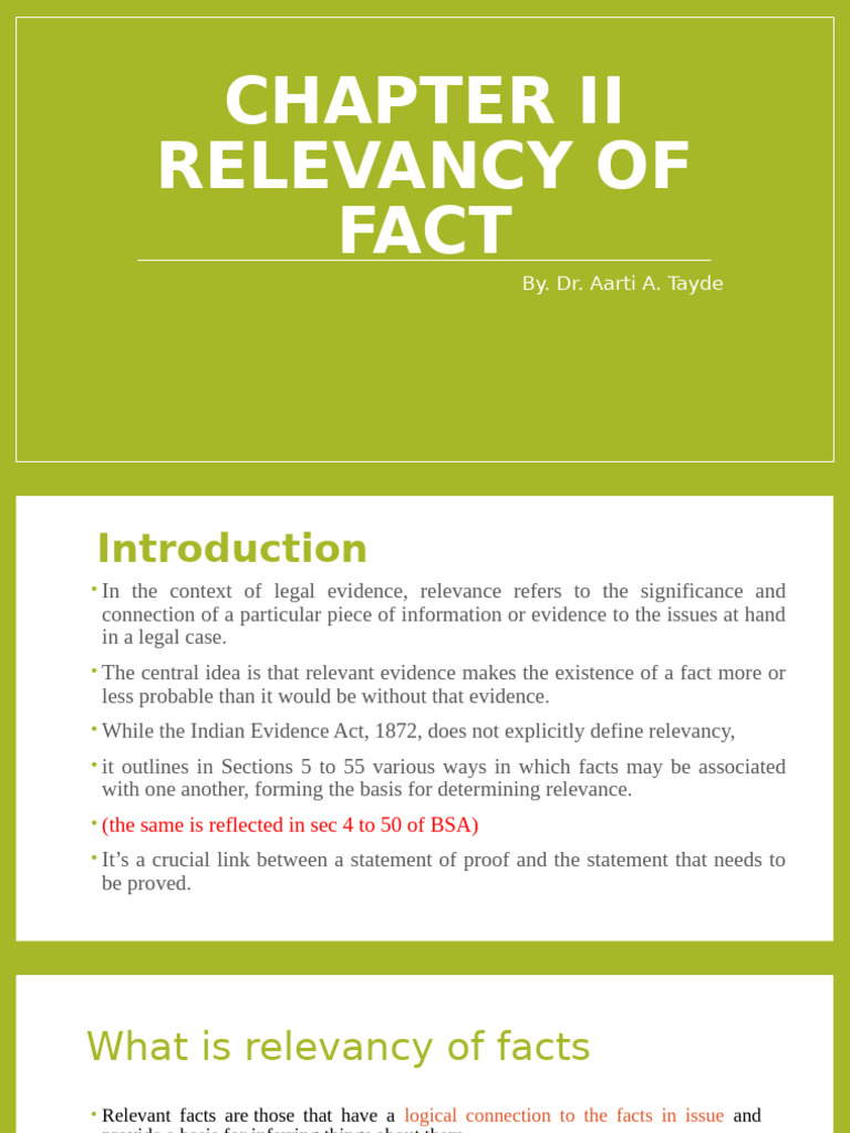 Understanding Relevancy of Facts in Law | PDF | Evidence (Law) | Damages