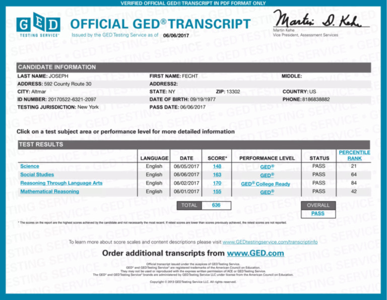 GED Transcript | PDF