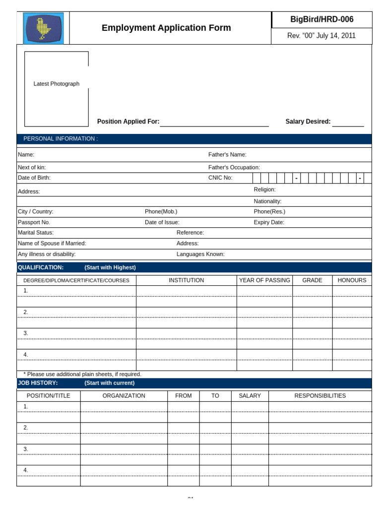 006-Employement Application Form | PDF | Labor | Business