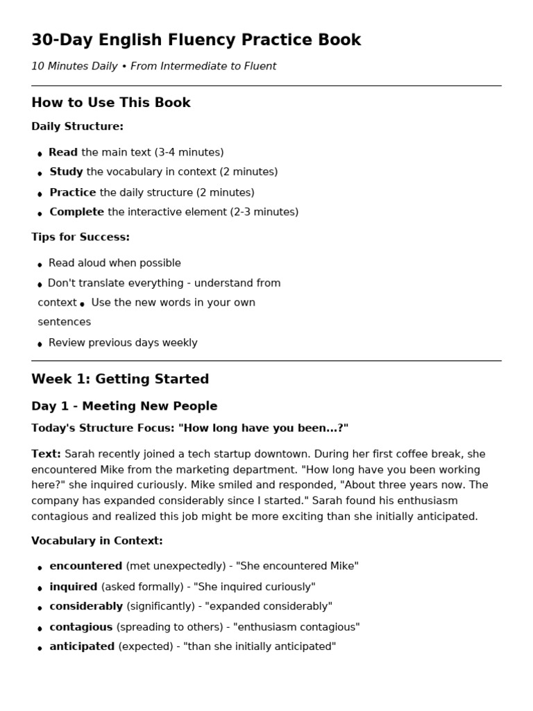 30-Day English Fluency Practice Book 25314 | PDF | Leadership | Mentorship