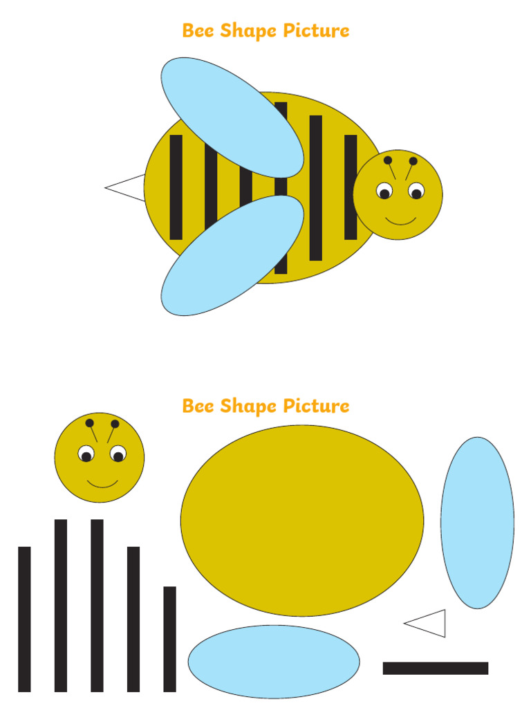 2D Shape Bee Picture Activity Sheets (5 Copies) | PDF