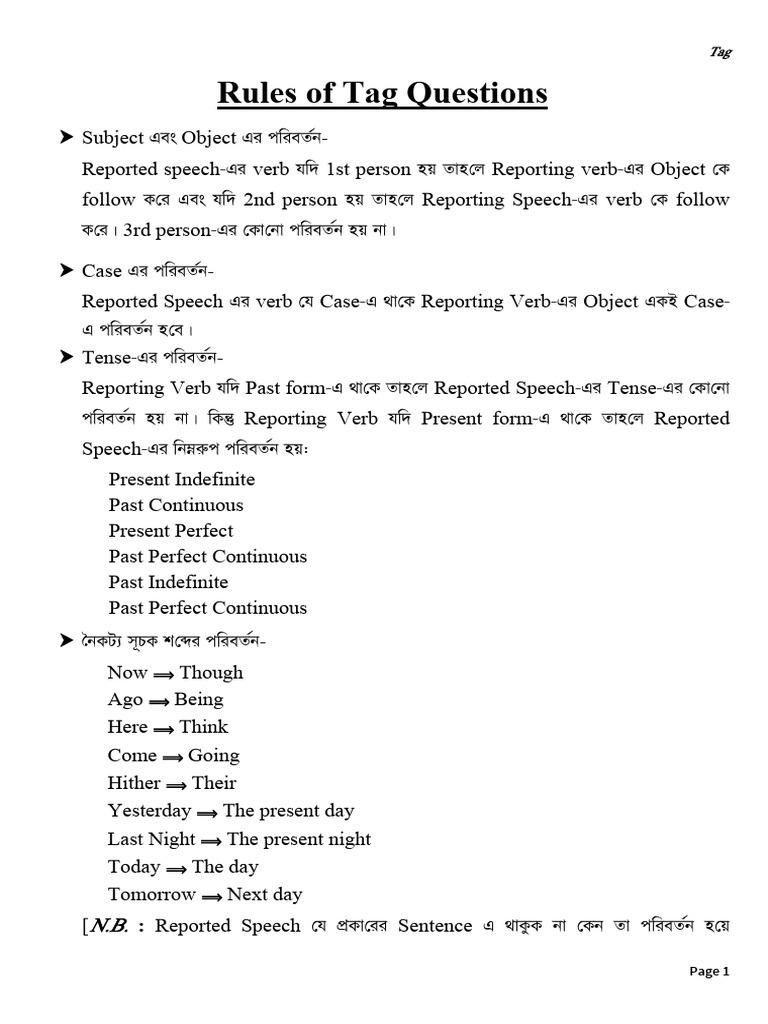 Rules of Tag Questions | PDF