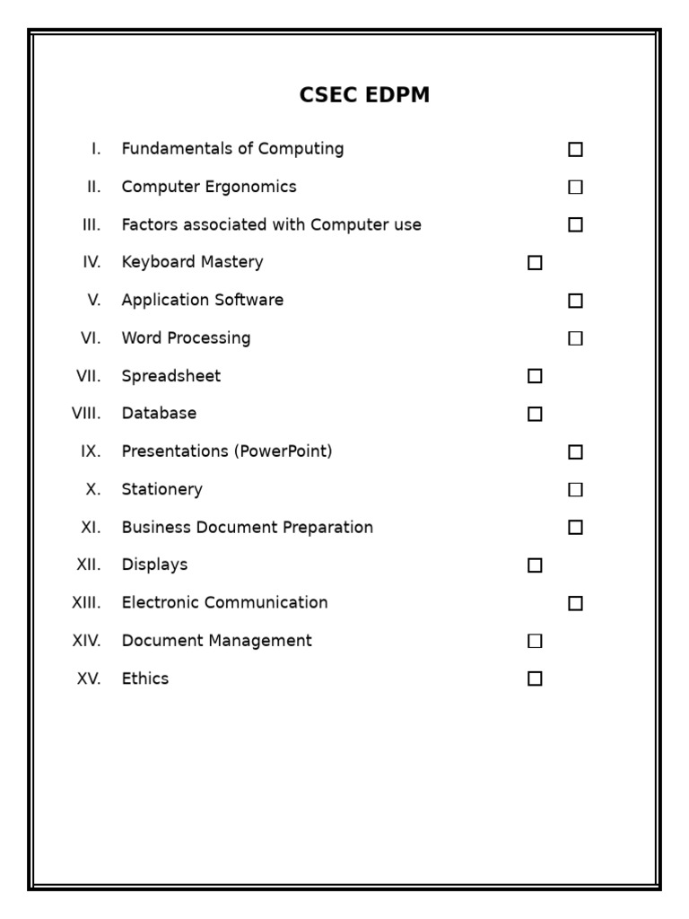 CSEC EDPM Syllabus Overview 2026 | PDF
