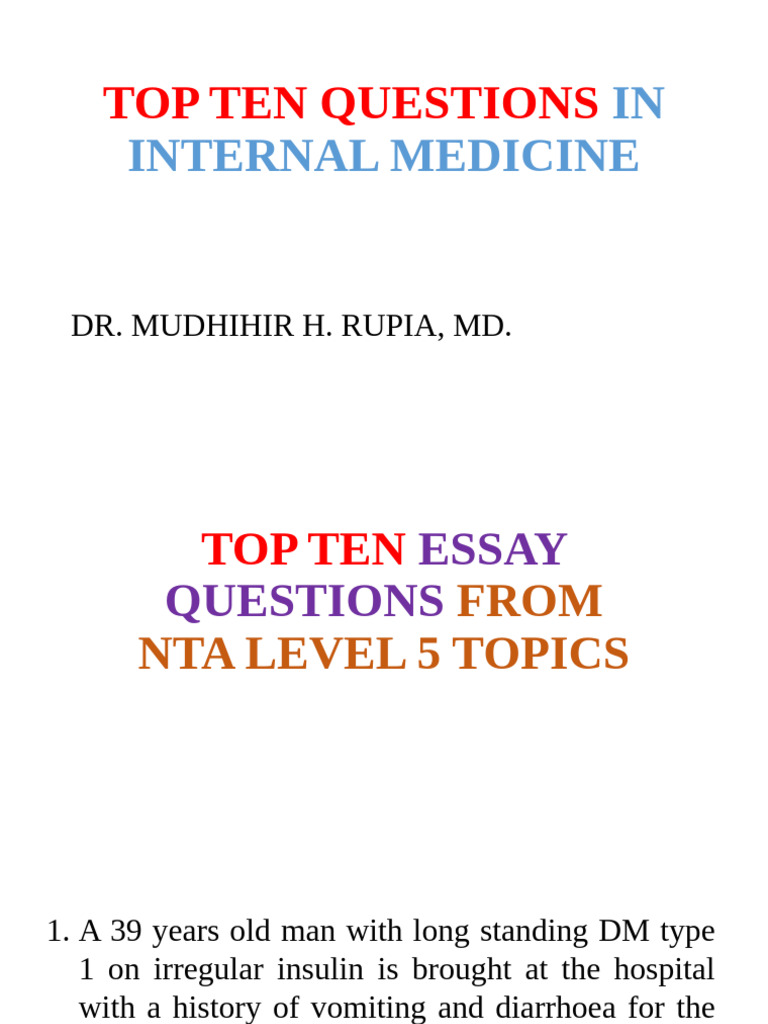 Top 10 Internal Medicine Questions | PDF | Meningitis | Cough