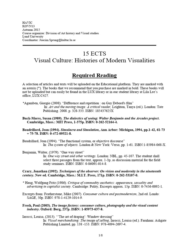 Lecturas - Histories of Modern Visuality Required Reading | PDF