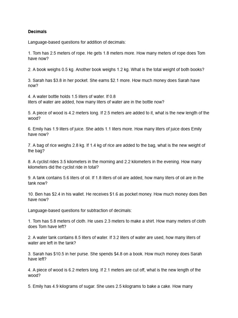 Decimals | PDF