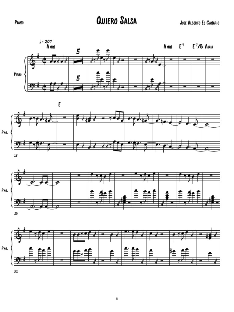 Quiero Salsa : Partition Piano Solo | PDF