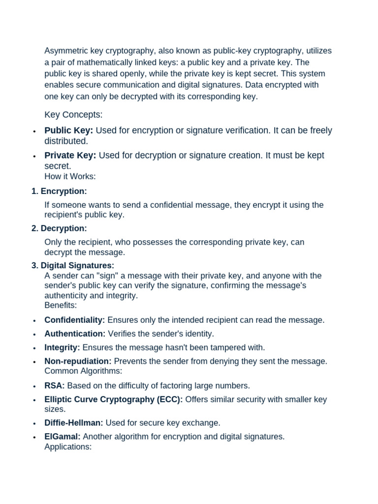 Asymmetric Key Cryptography | PDF