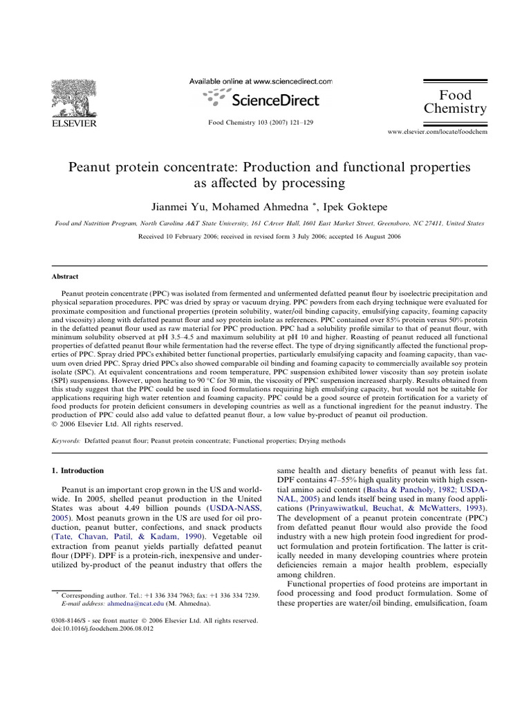 Peanut Protein Paper | PDF | Peanuts | Emulsion