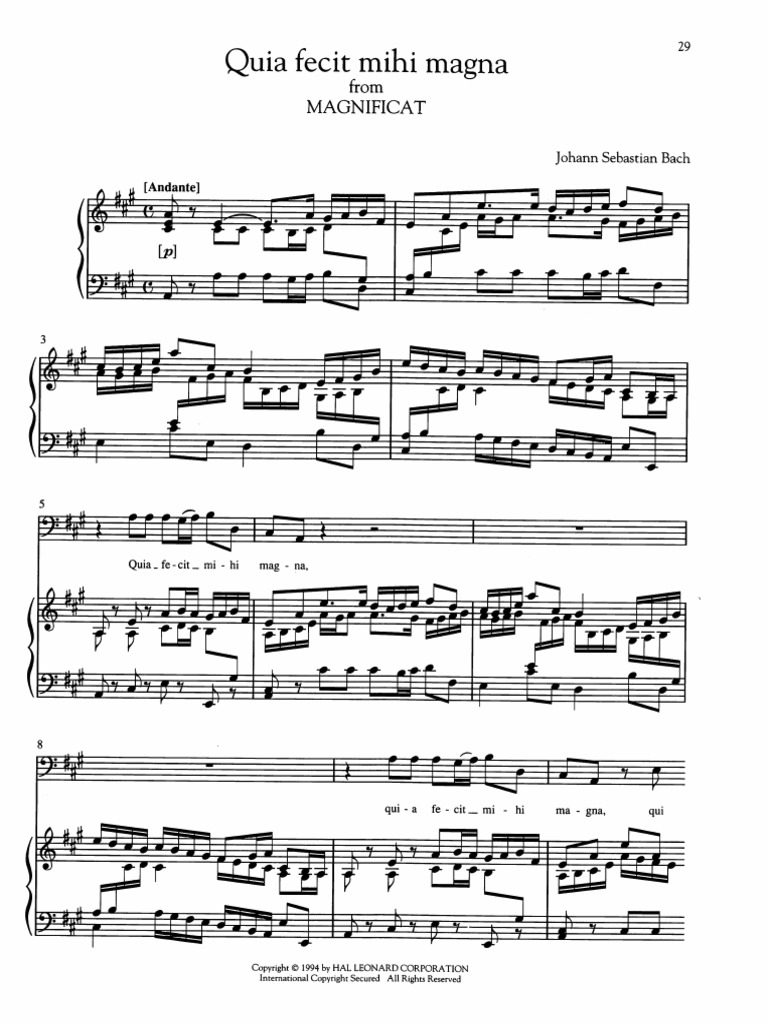 Quia Fecit Mihi Magna - Magnificat J.S. Bach | PDF