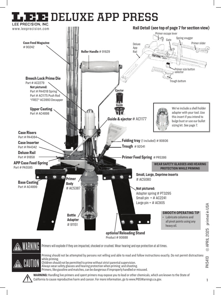 Lee App Deluxe Setup Guide | PDF | Nut (Hardware) | Cartridge (Firearms)
