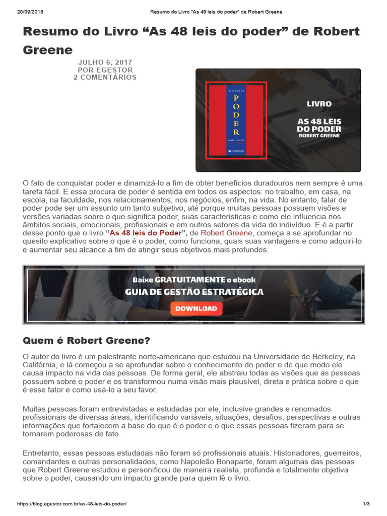 Resumo das 48 Leis do Poder de Greene | PDF | Poder (social e político ...