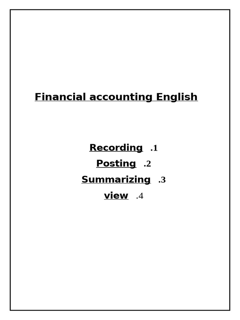 Financial Accounting English | PDF