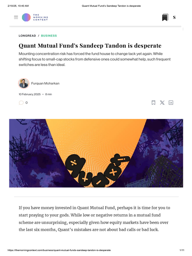 Quant Mutual Fund's Sandeep Tandon Is Desperate | PDF | Securities ...