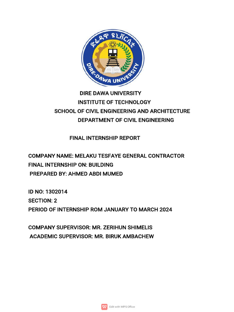 Internship Report: Building Construction | PDF | Concrete | Beam ...