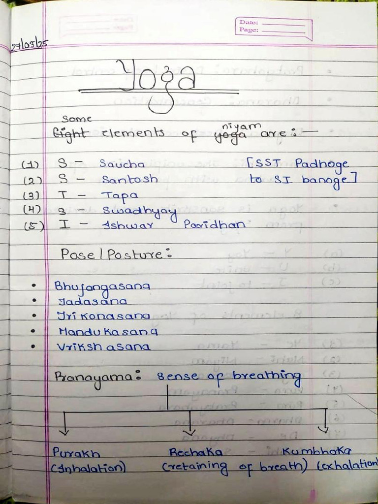 CH 3 Yoga Physical Education | PDF | Breathing | Meditation