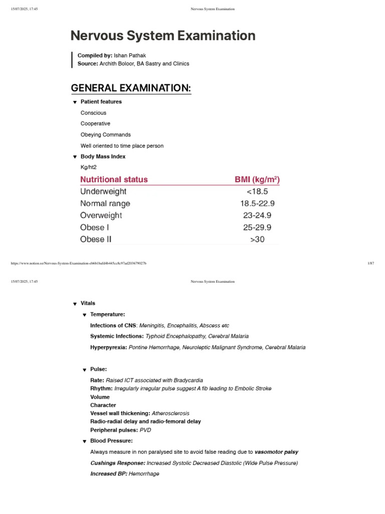 Comprehensive Nervous System Exam Guide | PDF | Aphasia | Anatomical ...