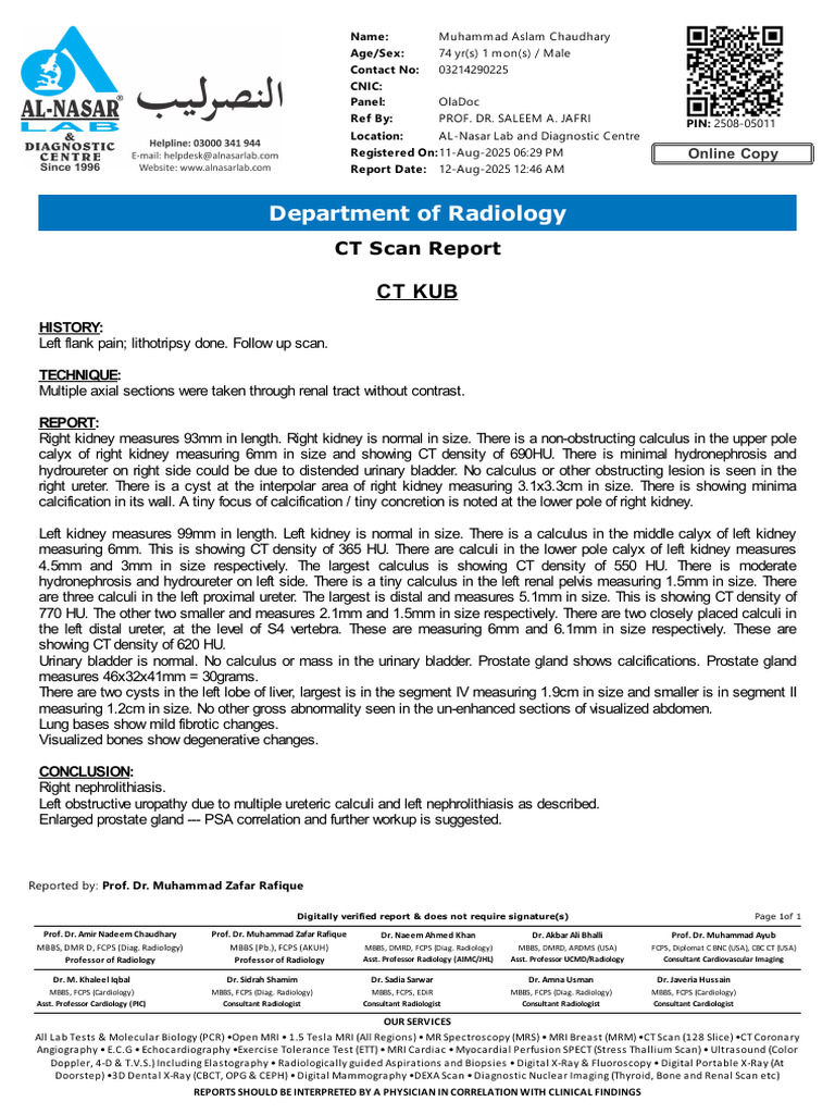 CT Scan Report: Nephrolithiasis Findings | PDF | Medical Imaging ...