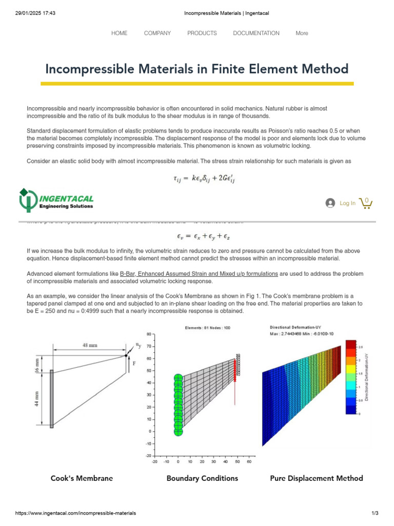 Incompressible Materials in FEM Analysis | PDF | Young's Modulus | Elasticity (Physics)