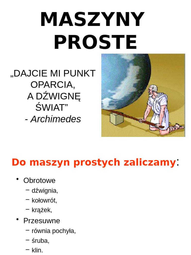 Maszyny Proste - Równia | PDF