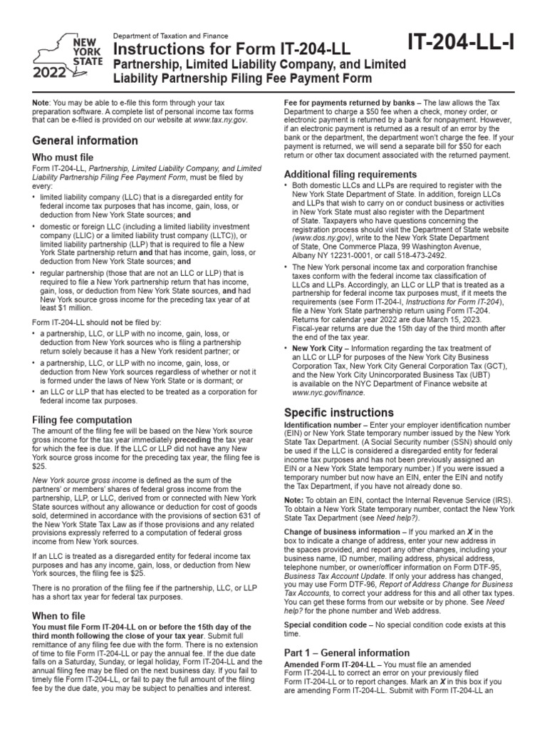 IT-204-LL Filing Instructions 2024 | PDF | Limited Liability Company ...