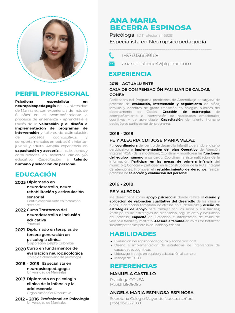 CV Ana Maria Psicologa | PDF | Sicología | Aprendizaje