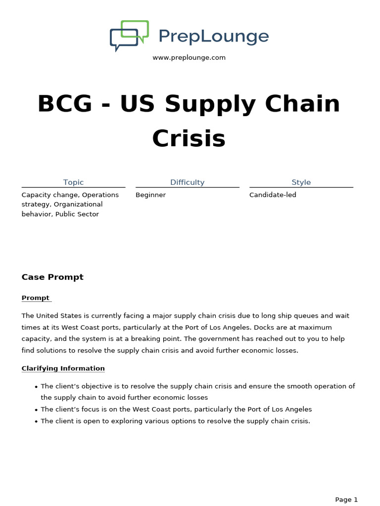 Case - BCG US Supply Chain Crisis | PDF | Risk | Risk Management