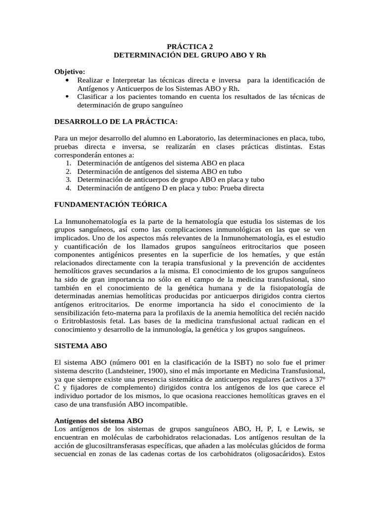 Determinación de Grupos Sanguíneos ABO y Rh | PDF | Tipo de sangre ...