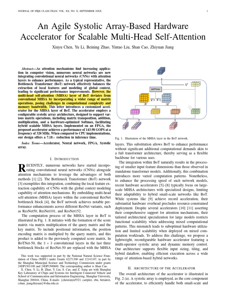 An Agile Systolic Array-Based Hardware Accelerator for Scalable Multi-Head Self-Attention | PDF ...