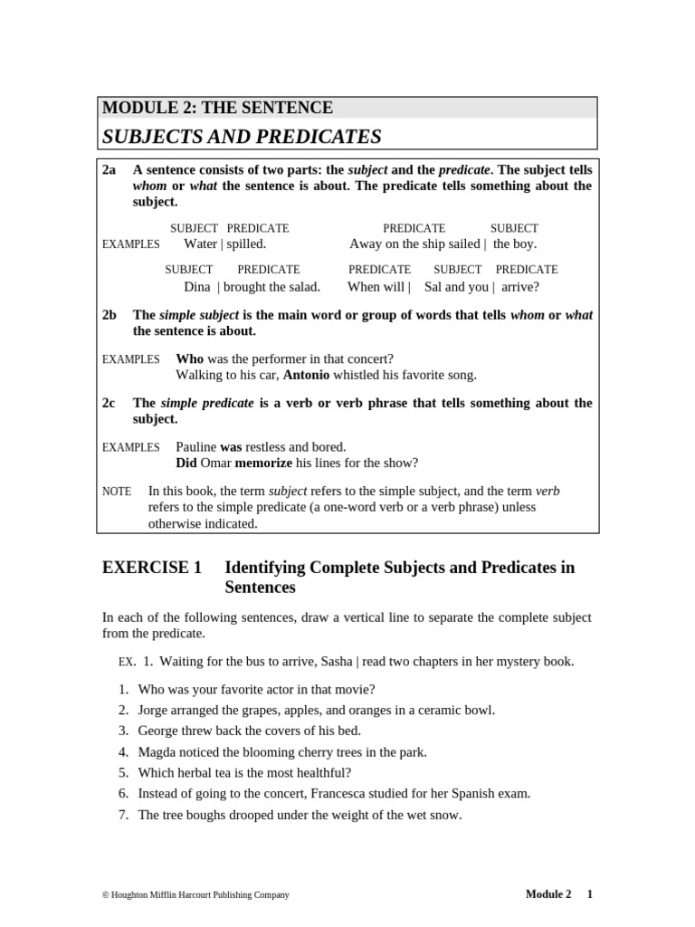 12 Subjects and Predicates | PDF | Verb | Syntax